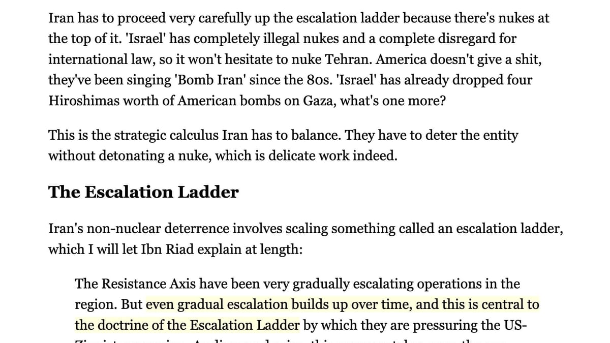 Iran And The Escalation Ladder — indi.ca